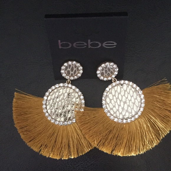 bebe | Jewelry | New Bebe Gold Fringe Crystals Earrings | Poshmark